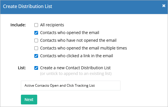 Use the track marketing campaign – VaultRE