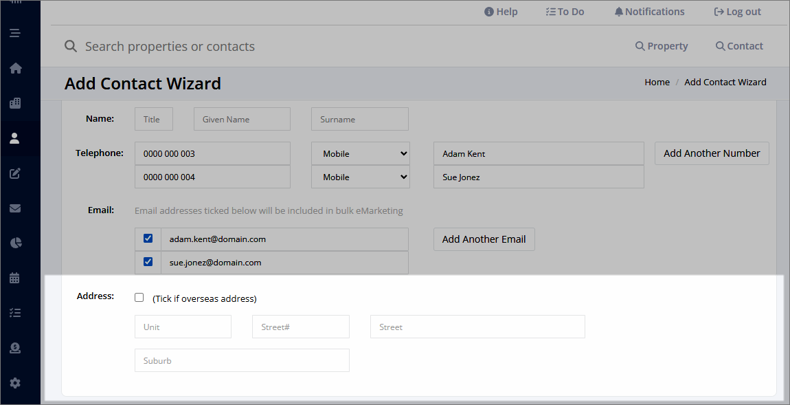Use the add contact wizard – VaultRE