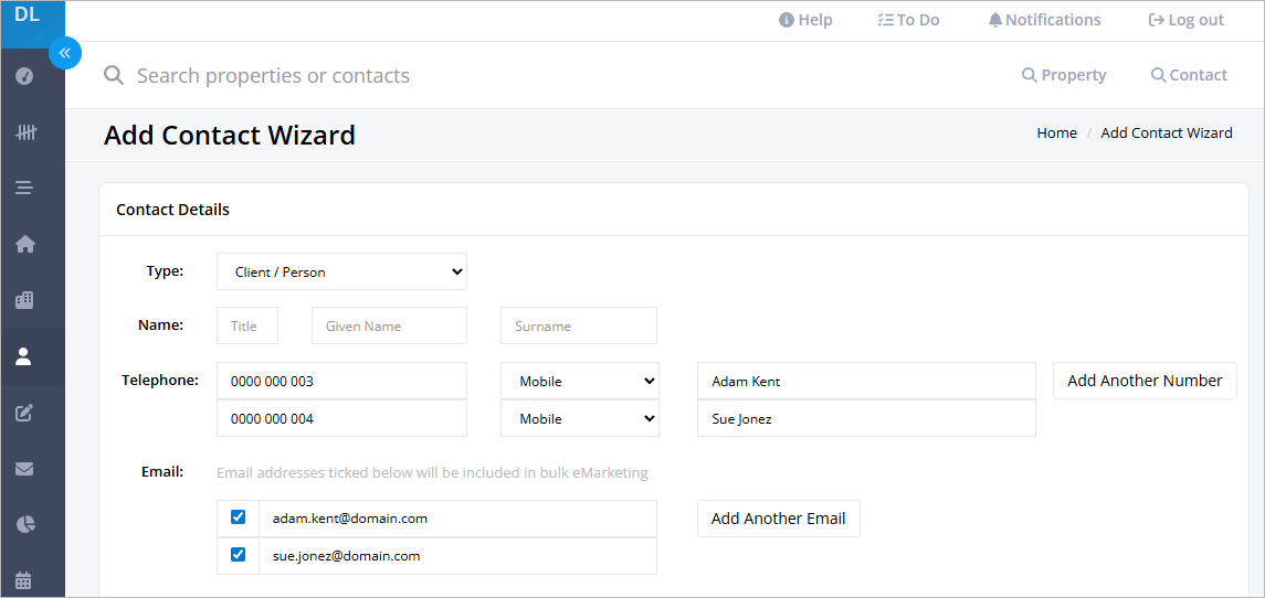 Use the add contact wizard – VaultRE