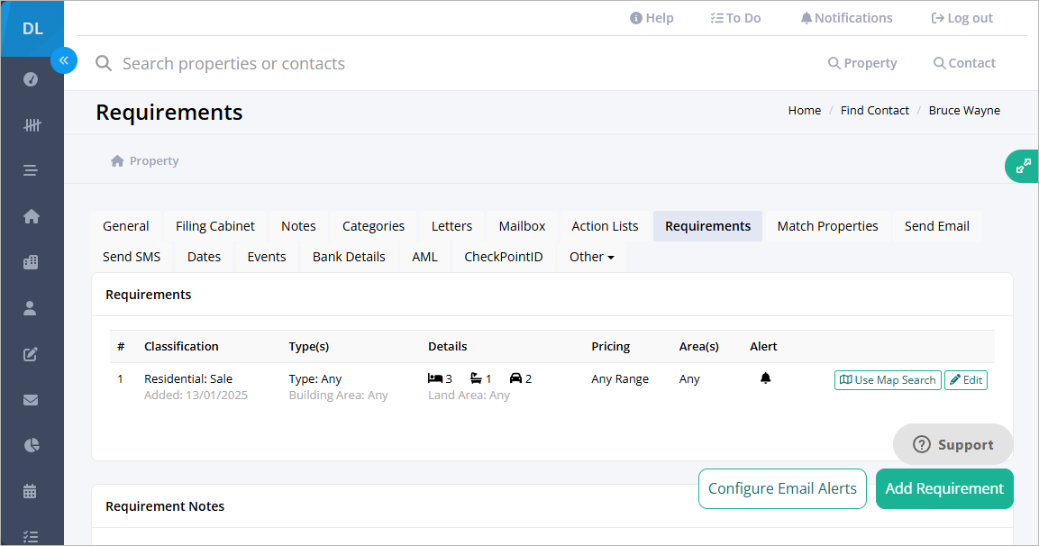 Manage requirements and email alerts – VaultRE