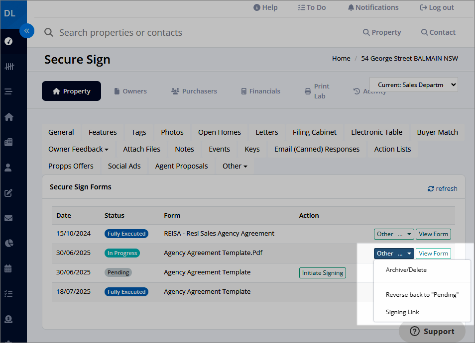Use Secure Sign – VaultRE