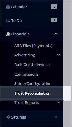 Perform your trust reconciliation – VaultRE