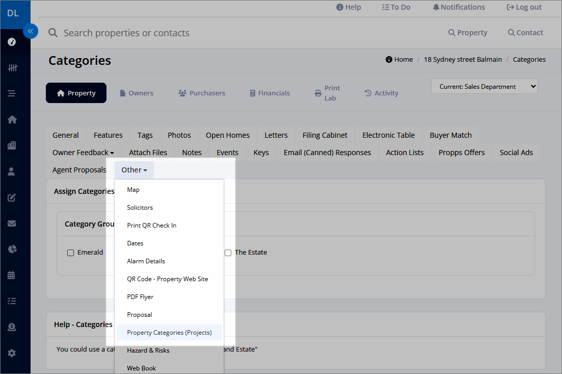 Assign property categories – VaultRE