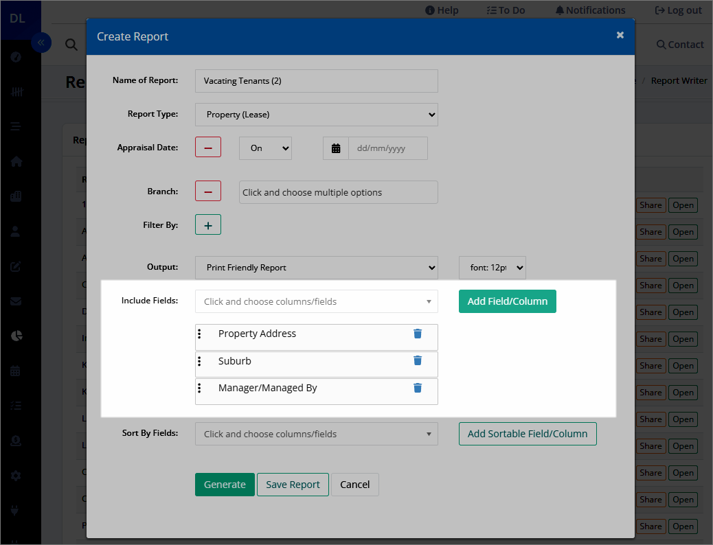 Use the report writer – VaultRE
