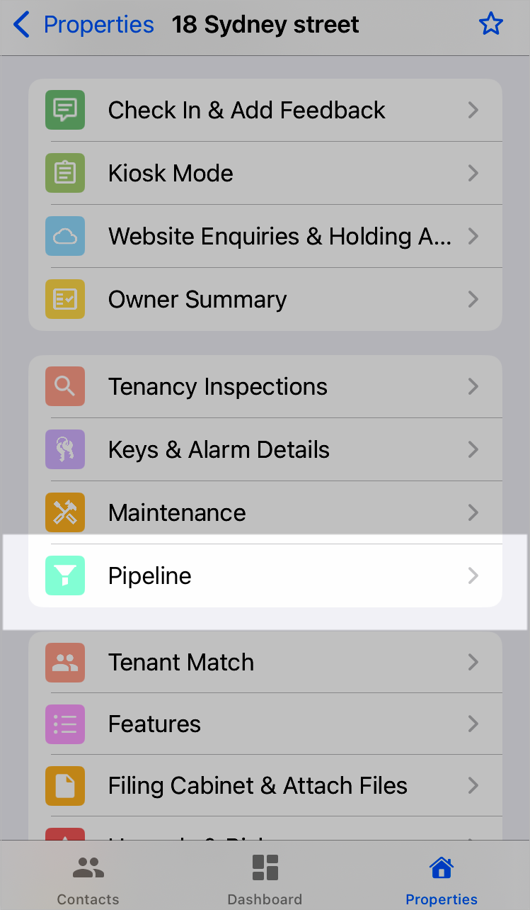 Add a pipeline to a property – VaultRE