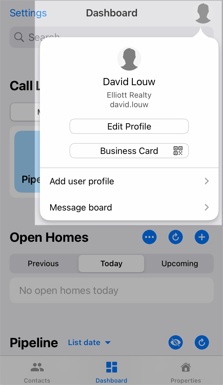My settings overview – VaultRE