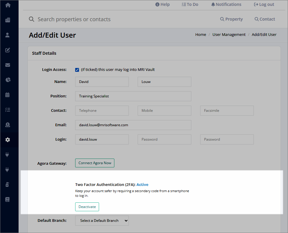 Set up Two-Factor Authentication (2FA) – VaultRE