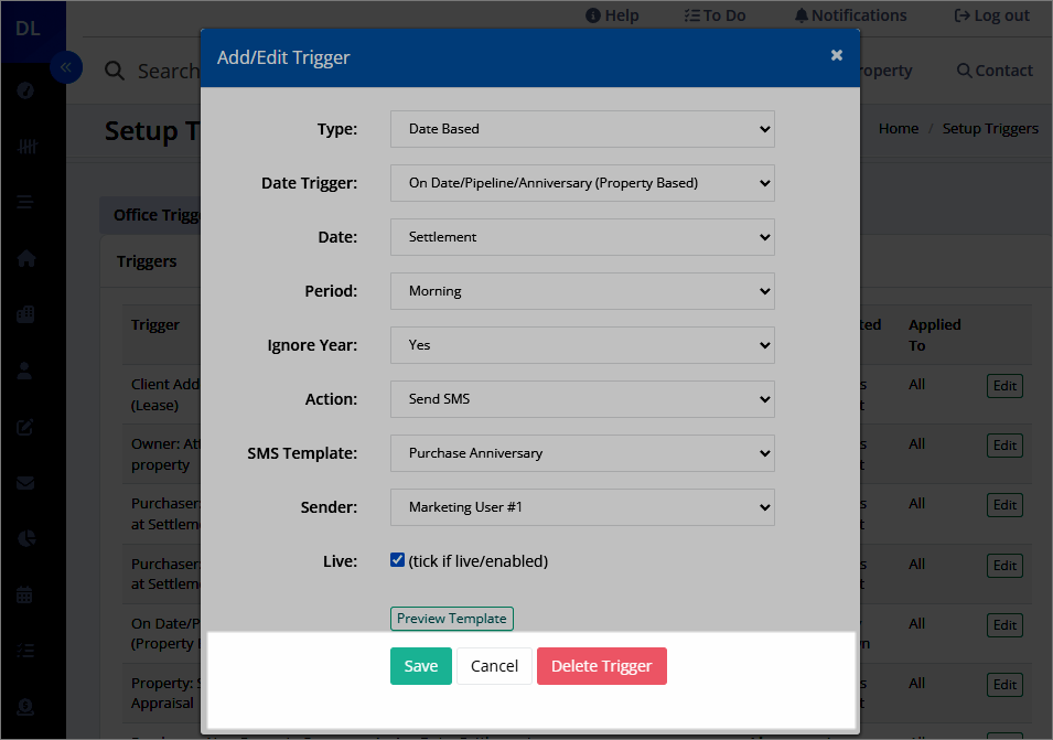 Use triggers to automate tasks – VaultRE