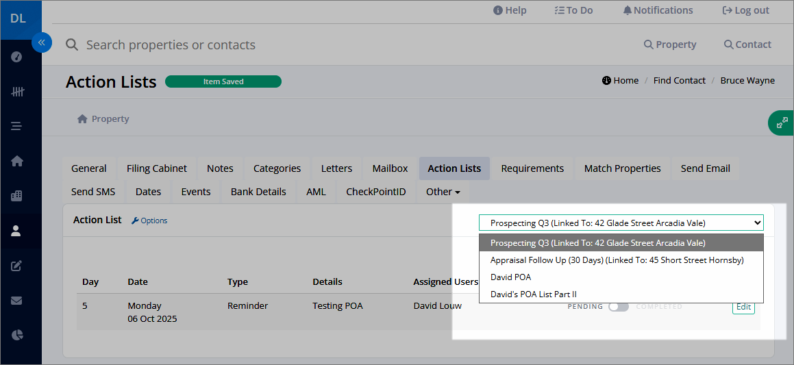 Create and assign action lists – VaultRE