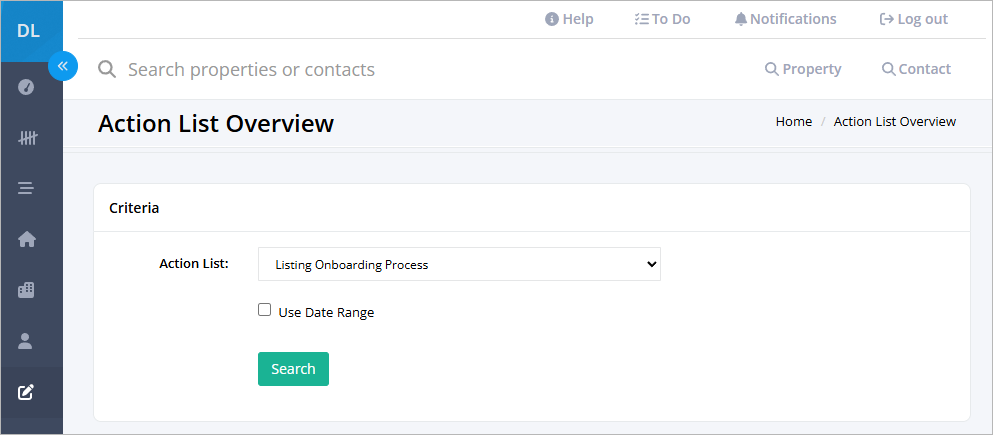 Run the action list overview report – VaultRE