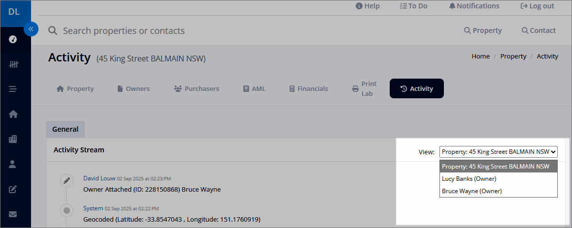 Use the contact activity log – VaultRE