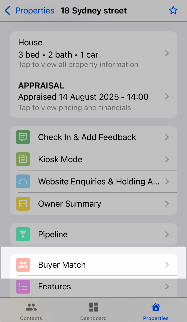 Use buyer match and bulk communication in the MRI Vault iOS app – VaultRE