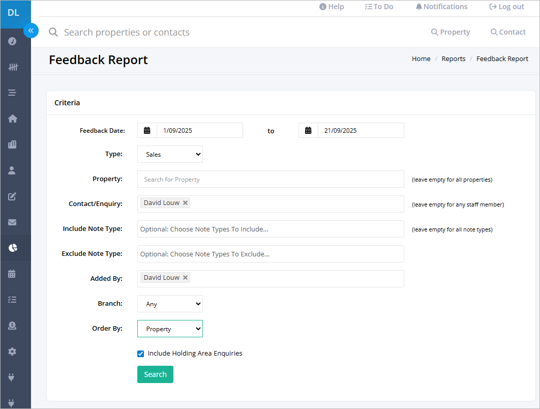 Feedback report overview – VaultRE