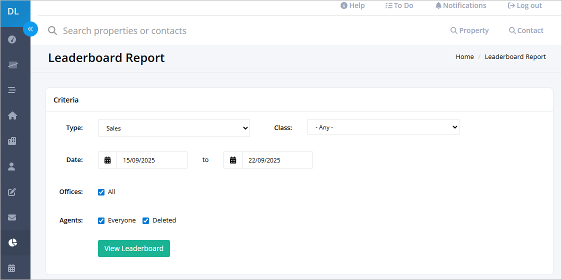 Leaderboard report overview – VaultRE
