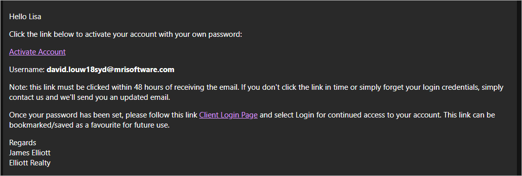 Set up the client login – VaultRE