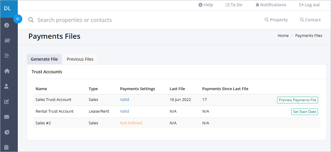 Manage payments files for bank uploads (NZ) – VaultRE