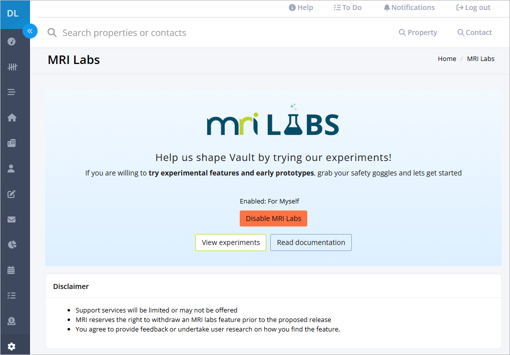 Use MRI Labs to access early features – VaultRE
