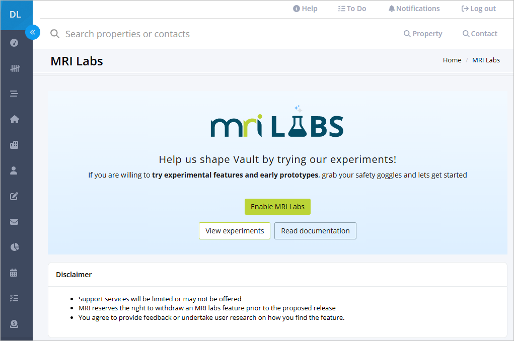 Use MRI Labs to access early features – VaultRE