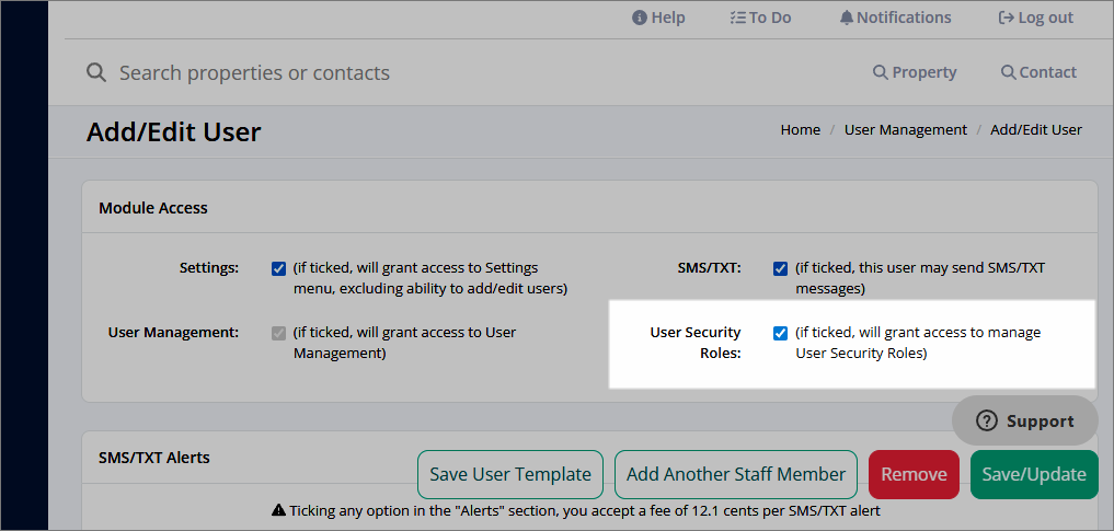 Manage user security roles – VaultRE