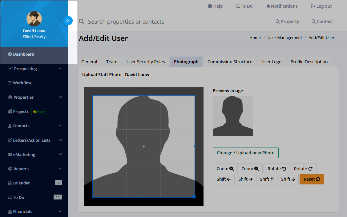 Manage user profile photos – VaultRE