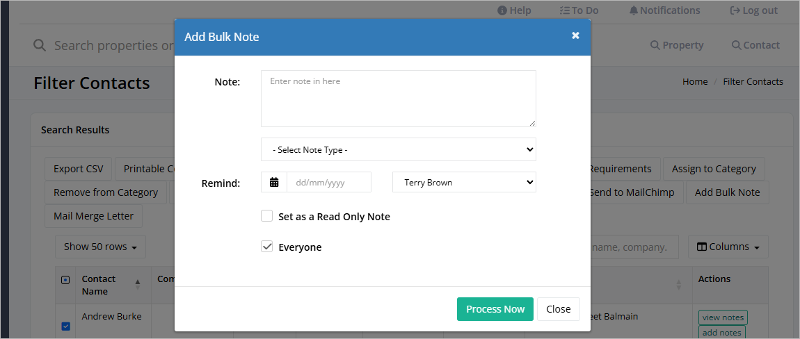 Overview of bulk actions and reporting features – VaultRE