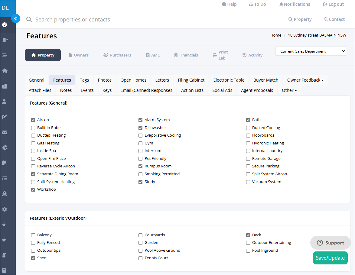 Manage listing features and chattels – VaultRE