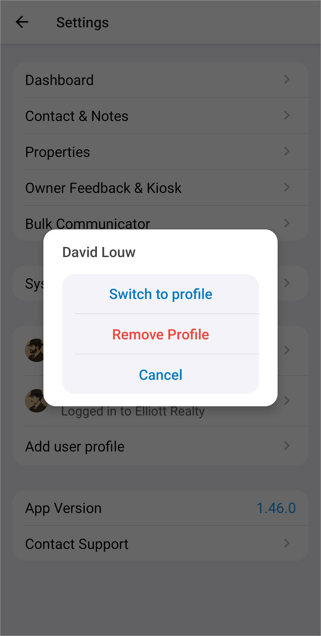 Remove a user profile in the MRI Vault Android app – VaultRE