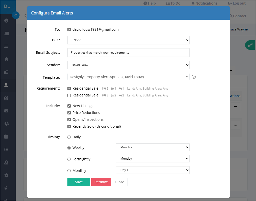 Use and manage email alerts for contact requirements – VaultRE