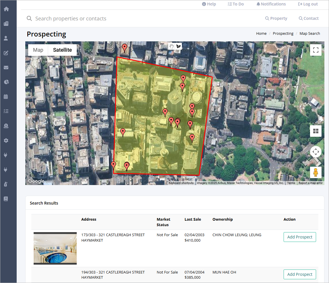 Use map prospecting to find properties – VaultRE