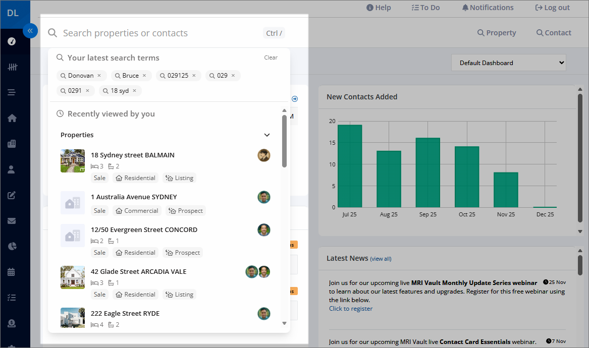 Use the search tool – VaultRE